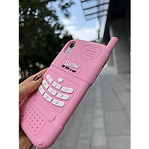 Filaco Pink Silicon Case Compatible with iPhone XR 6.1inch, 3D Cute Pink Retro Phone Case, Soft Protective Cover for Women Girls