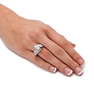 PalmBeach Platinum-plated Sterling Silver Marquise Cut Cubic Zirconia Engagement Ring Sizes 7-12 Size 8