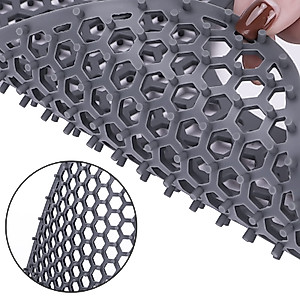 LONGFITE Sink Protector Mats 2 Pcs Silicone Kitchen Sink Mat Draining Heat Proof Mat with Rear Center Drain (Rear Drain)