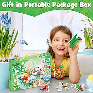 Easter Basket Stuffers for Toddlers Kids, 45PCS Bunny Floor Puzzle for Kids Age 4-8 Large Jigsaw Puzzles Easter Gifts for Boys Girls Egg Hunt