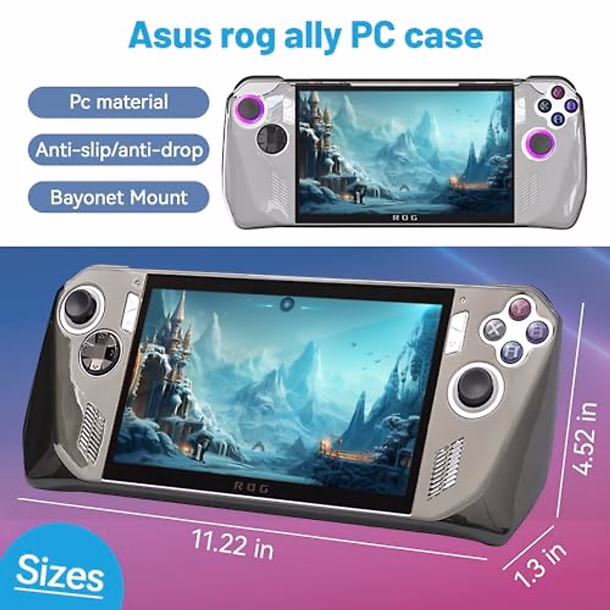 LUPAPA Clear Protective Case for Rog Ally with Kickstand, Transparent PC Crystal Protective case,Accessories for Rog Ally