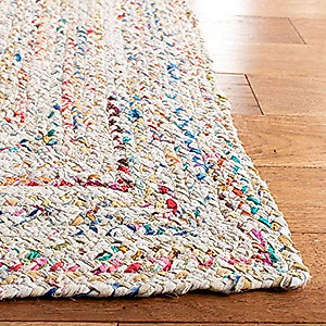 SAFAVIEH Braided Collection Area Rug - 5' x 8', Ivory & Multi, Handmade Boho Reversible Cotton, Ideal for High Traffic Areas in Living Room, Bedroom (BRD210B)