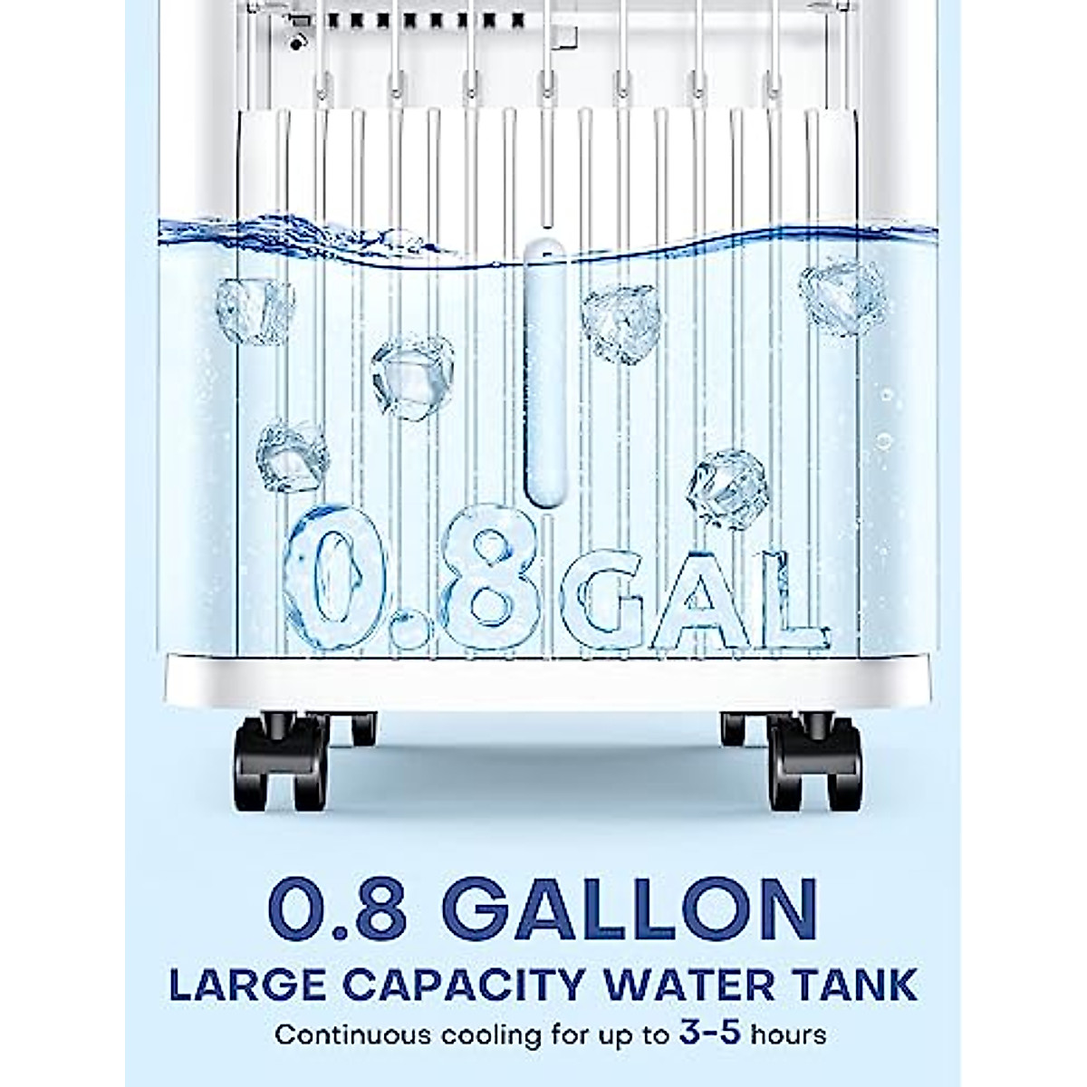 Evaporative Air Cooler, BALKO 3-IN-1 Windowless Swamp Cooler w/ 0.8 Gal Detachable Water Tank, 7H Timer & Remote, 4 Ice Pack, 70° Oscillation, Ductless Air Conditioner Portable for Room Indoor Office