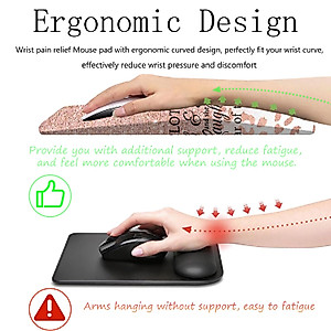 Ergonomic Mouse Pad Wrist Support, Memory Foam Gel Mouse Pad, Pain Relief and Non-Slip PU Base, Office PC Computer Wireless Mouse and Desk Wrist Pad, Leopard Star Proverbs 31:25