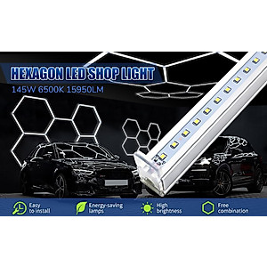Hexagon LED Lights Wall Lights Detail Shop Gym Barber Shop Garage Lights (14 Hexagon with Border Light)