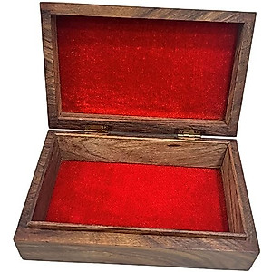 collectiblesBuy Handmade Wooden Box Hinged Lid Brown keepsake Unfinished Jewelry and DIY Crafts Storage Box for Women Jewel Organizer Golden Floral Print Decorative Wood Stash Boxes Walnut Finish