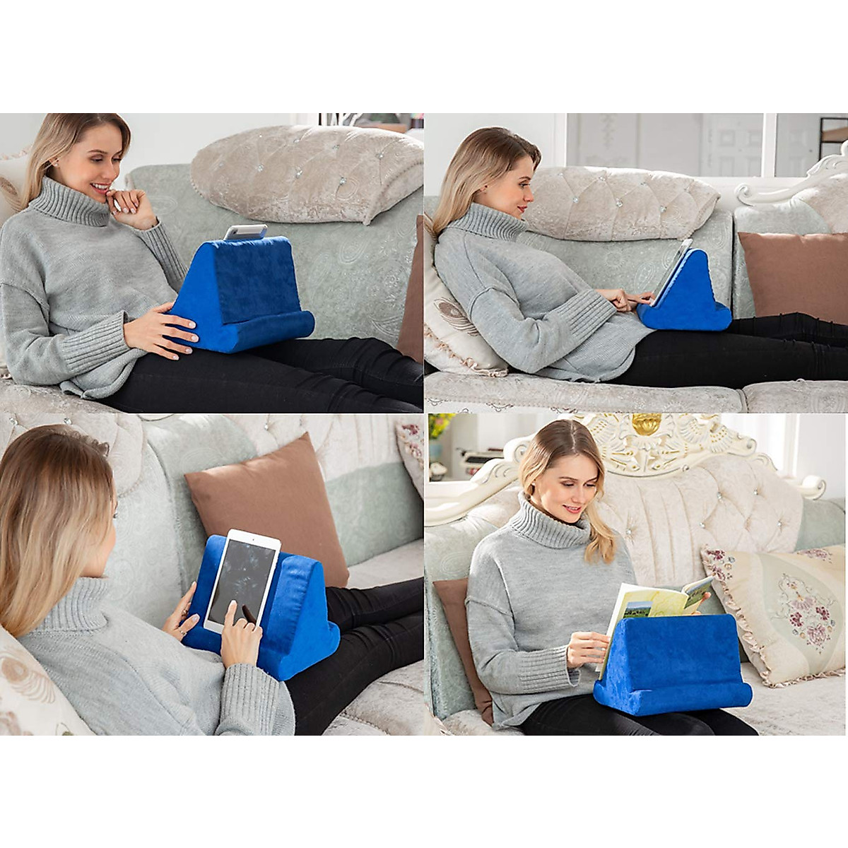 SoSickWithIt New Compressible Tablet Stand Pillow Holder Multi Angle Soft Cushion Pillow Stand for iPad Tablet Book and E-Reader (Little Gray)