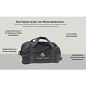 Eagle Creek No Matter What Rolling Duffel Bag XL - Featuring Durable Water-Resistant Fabric, Bar-Tacked Reinforcement, and Heavy Duty Treaded Wheels, Black - X-Large