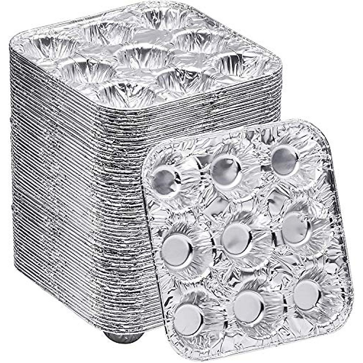 9-Cavity Mini Cupcake and Muffin Pans | Disposable Aluminium Baking Pans | Use for Baking Mini Muffin, Cupcake, Cake | For Weddings, Parties, Birthdays, Gatherings (12 Pack)