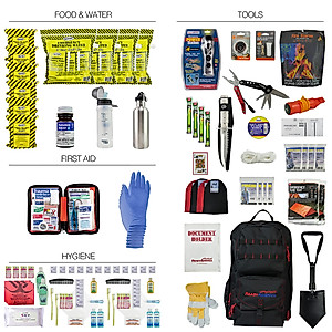 Ready America 72 Hour Elite Emergency Kit, 4-Person, 3-Day Backpack, Includes First Aid Kit, Survival Blanket, Emergency Food, Portable Disaster Preparedness Go-Bag for Earthquake, Fire, Flood
