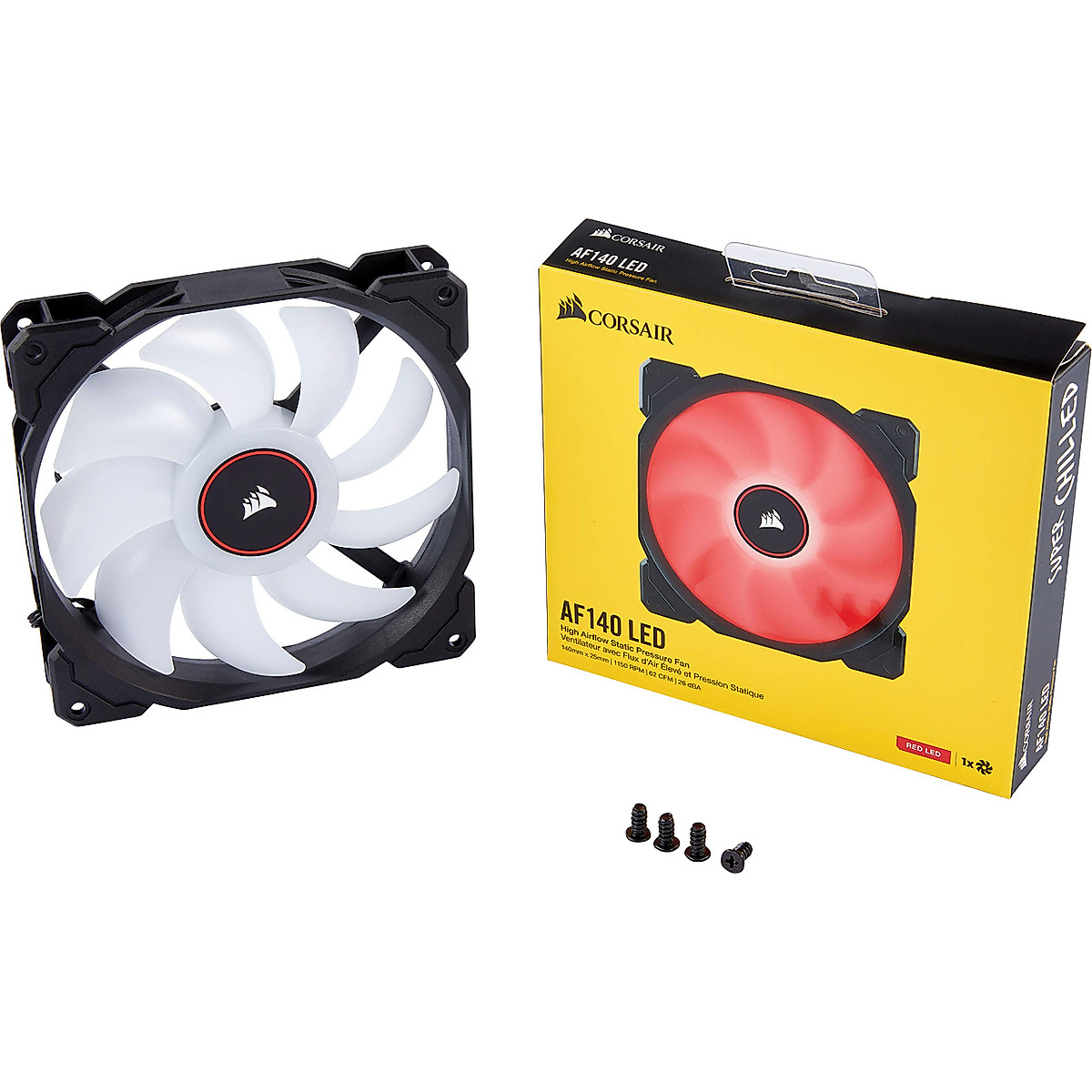 CORSAIR AF140 LED Low Noise Cooling Fan, Single Pack - Red,CO-9050086-WW