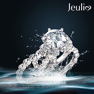 Jeulia 8.4 Carat Interchangeable Wedding Ring Set 925 Sterling Silver Round Cut Engagement Rings Cubic Zirconia Solitaire Promise Bridal Rings Anniversary Promise with Jewelry Gift Box (7)