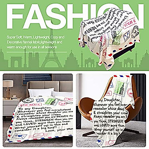 KPX Inspirational Flannel Blanket to My Daughter from Mom Letter Printed Quilts Blanket Christmas Birthday Graduation Gift for Adult Girl Plush Throw Blankets (51X60 Inch)