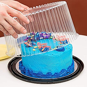10-11" Plastic Disposable Cake Containers Carriers with Dome Lids and Cake Boards | 3 Round Cake Carriers for Transport | Clear Bundt Cake Boxes/Cover | 2-3 Layer Cake Holder Display Containers