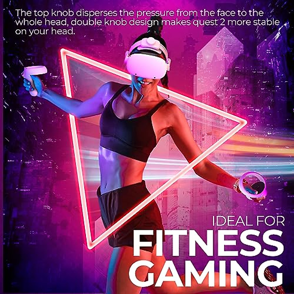 DESTEK Data Passthrough Battery Head Strap Compatible with Meta/Oculus Quest 2 Accessories - Supports USB 3.0, with 7000mAh Battery Pack and Headphones, Face Pressure-Free Workout Headstrap - Upgraded