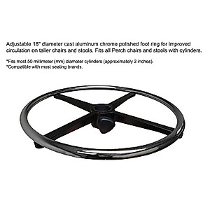 Perch Dental Stool Adjustable Height with Procedure Arm and Foot Ring, Stationary Caps, Counter Height (Gray Vinyl)