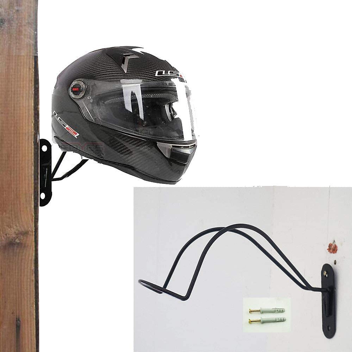 Metal Wall Hooks Helmet Rack – Heavy Duty Wall Mounted Entryway Organizer Hanger for Equestrian Helmet, Motorcycle Helmet，Hats, Caps - Sturdy & Decorative Solution to Storage Or Display - （NO Helmet ）