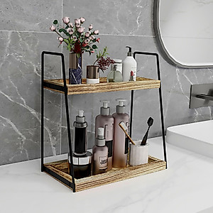 Dorhors 2 Tier Bathroom Counter Organizer Storage,Vanity Organizer for Bathroom Counter,Wood Counter Standing Rack for Bathroom,Dresser,Kitchen