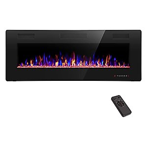 ZAFRO 50” Electronic Fireplace with Control Remote, 750/1500W Heat,12 Flame and Crystal Colors, Electronic Fireplace Heater with overheating Protection, Below 45 dB