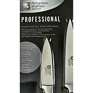 Richardson Sheffield Vulcano Stainless Steel Professional Paring Knife 3.5"" and All Purpose Knife 4.5"", Small, Black, R075X2P580K69