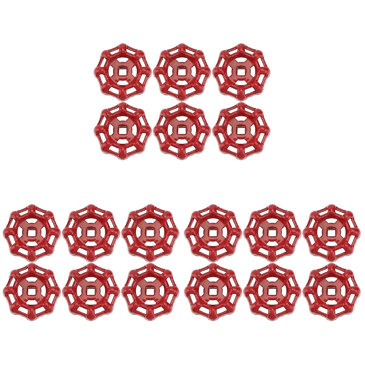 DOITOOL 18PCS Outside Faucet Handles Replacement Faucet Round Wheel Handle Square Stem Hole Hose Bib Handle Cast Iron Water Spigot Handle