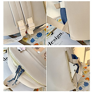 Eagerrich Cute Backpack with Cute Pin Accessories Plush Pendant Lovely Pastel Rucksack for School Bag Student Teen Girls Aesthetic Student Bookbags Super-Capacity Waterproof Travel Backpack(Black-4)