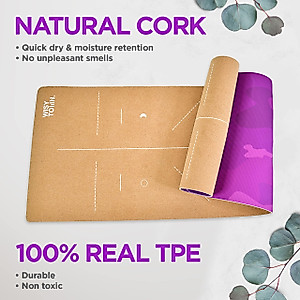 WISYTOWN Yoga Cork Mat Ecofriendly: Beautiful Organic Yoga Mat Extra Long and Wide. Anti slip yoga mat,Fitness mats,Hot Yoga 72"x24"x6mm
