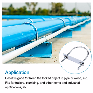 METALLIXITY U Bolts 2 Sets (M6x70x120mm), Round U Bolt Steel with Accessories - for Construction, Pipe