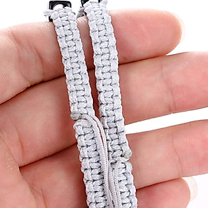 MJartoria Couples Bracelets, Personalized Matching Bracelets for Couples His and Hers, Handmade Rope Braided Rhinestone, Stainless Steel Bracelets for Lover BFF Bracelets for 2 (White)