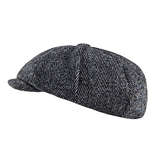 Hccfit 2 Pack Newsboy Cap Peaky Herringbone Baker Boy Flat Caps for Men Women (Black and Gery)