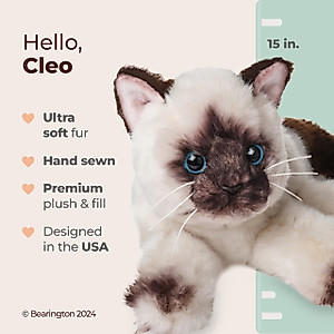 Bearington Cleo Plush Stuffed Animal Siamese Cat, Kitten 15 Inch