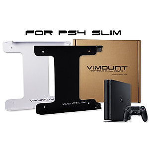 ViMount Wall Mount Metal Holder Compatible with PlayStation 4 PS4 Slim Version in White Color