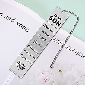 Jzxwan Son Gifts from Mom and Dad，Personalized Birthday Graduation Gifts for Son, Sometimes You Forget You're Awesome Bookmark for Son