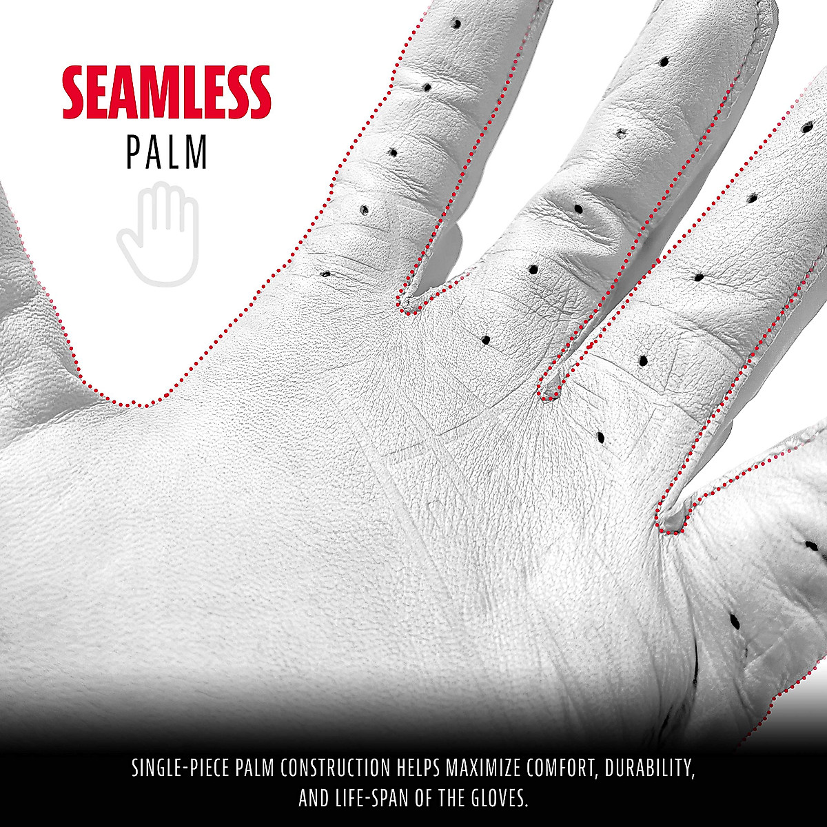 Franklin Sports MLB Powerstrap Batting Gloves, Pearl/White - Adult Medium