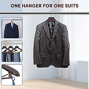DEDU Plastic Extra Wide Shoulder Suit Hangers for Men 20 Pack Width 17.3", Brown Sweater Hangers no Shoulder Bump Non Slip for Thick Sweaters, Clothes Hangers with Pants Bar 360° Swivel Metal Hook