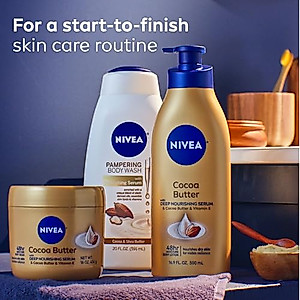NIVEA Cocoa Butter Body Lotion with Deep Nourishing Serum, Scented Body Lotion, 16.9 Fl Oz Pump Bottle