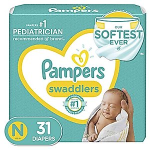 Diapers Newborn/Size 0 (< 10 lb), 31 Count - Pampers Swaddlers Disposable Baby Diapers, Jumbo Pack (Packaging May Vary)