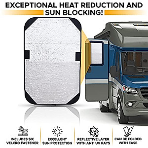 EcoNour RV Door Window Shade | Foldable RV Blinds for Camper Windows | Velcro RV Door Shade & RV Window Coverings to Maintain Temperature | Privacy Rv Camper Accessories-16 X25