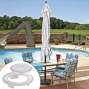 KECHIO 2 Inch Patio Table Umbrella Hole Ring and Cap Set, Standard Size Umbrella Thicker Hole Ring Plug and Cap Set (Translucent, 2 Set)