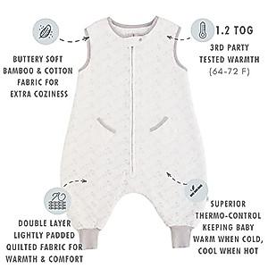 Tealbee DREAMSUIT: Toddler Sleep Sack with Feet 2T 3T - 1.2 TOG Four Season Baby Wearable Blanket for Walkers - Bamboo, Organic Cotton Sleeping Bag - Love Milk