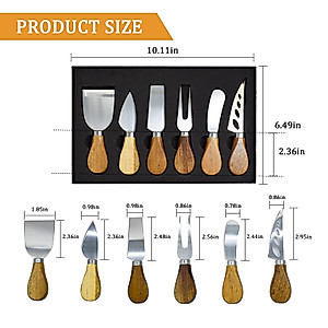 6-Piece Stainless Steel Cheese Knives Set, Complete Premium Stainless Steel Cheese Knives Collection Charcuterie Board Accessories for Thanksgiving, Christmas, New Year