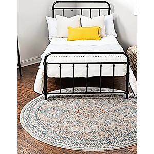 Unique Loom Newport Collection Area Rug - Rosecliff (Round 10' 2" x 10' 2", Multi/Blue)