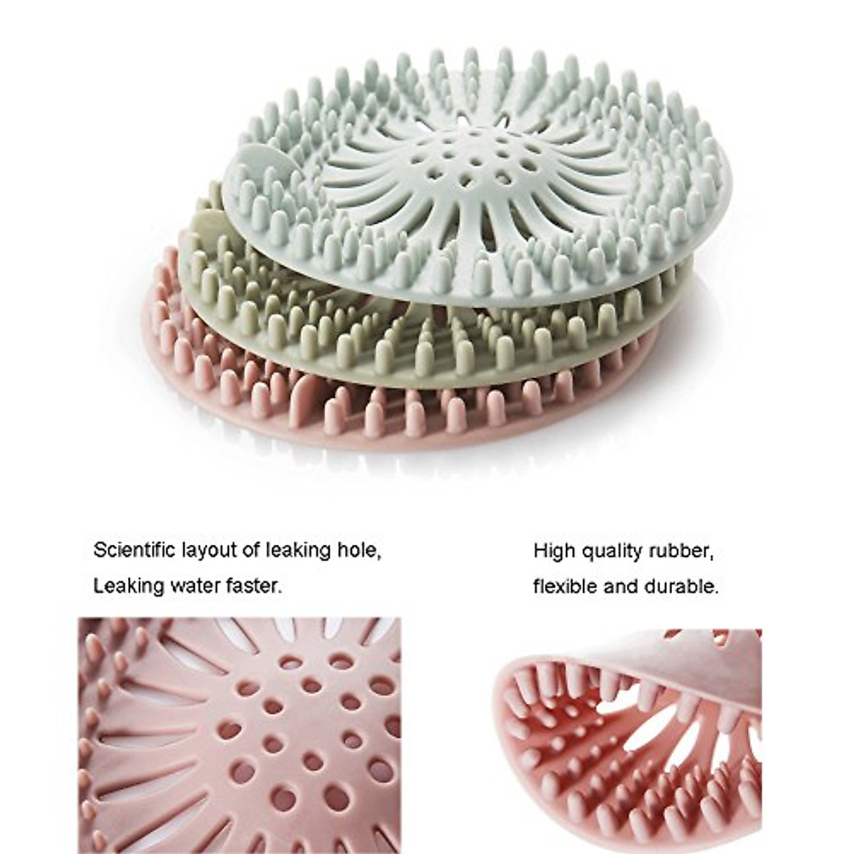 KongNai Hair Catcher Shower Drain Cover, 4 Pack Hair Stopper Drain Protector for Bathroom Bathtub and Kitchen, Reusable Rubber Sink Strainer