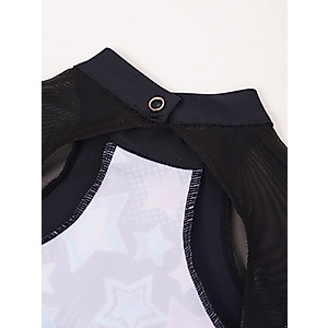 Moggemol Kids Girls Long Sleeve Mesh Splice Gymnastics Leotards Athletic Ballet Dance Biketard Short Unitard Black 12 Years