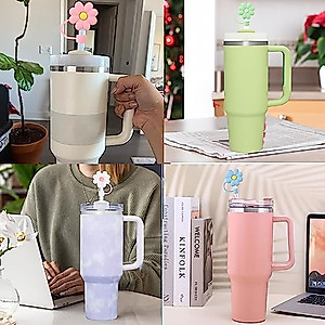 4Pcs Straw Covers Cap, Monkle Stanley Straw Topper Silicone Reusable Dust-Proof Straw Tips 8-10mm for Drinking Straws Plug Straw Caps