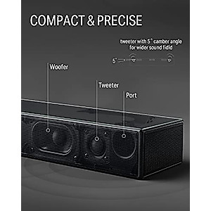 Donner Soundbars for TV, Dolby Atmos Surround Sound Home Audio Speakers with Bluetooth 5.3 and Equalizer Editor, TV HDMI Input, Stereo Home Theater with Built-in Woofers, DHT-S300