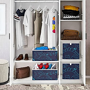 Open Home Storage Bins Foldable Cube Organizers Dino Pattern Closet Storage Bins for stairsteps