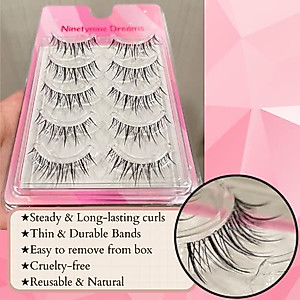 Ninetynine Dreams 5 Pairs Thai Style False Eyelashes 3D Lightweight Natural Comfortable Clear Band Daily Eyelashes Fluffy Soft Eyelashes Packs