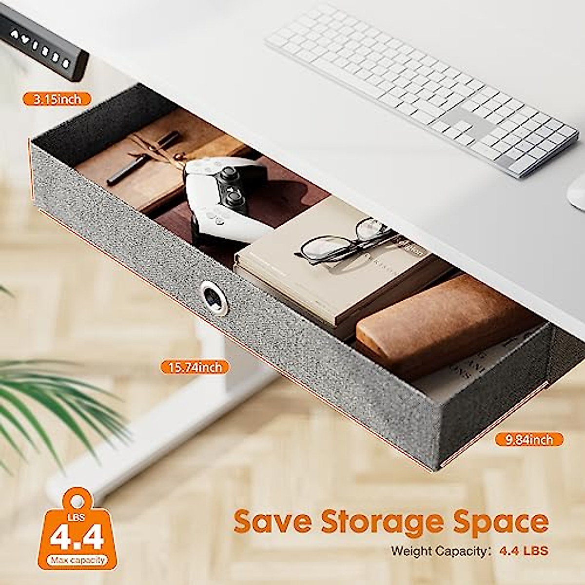 Electric Standing Desk with Drawer 40 x 24 Inch Stand up Desk with Storage Height Adjustable Desk Sit Stand Desk White Frame/White Top Ergonomic Rising Desk Computer Workstation for Office