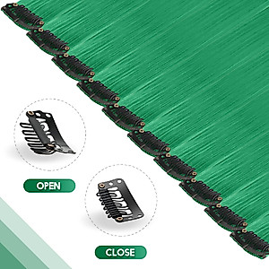 FESHFEN Green Clip in Hair Extensions Colored Hair Extension 10 PCS Highlight Hair Piece Straight Clip in Hairpieces for Women Christmas 22 inch